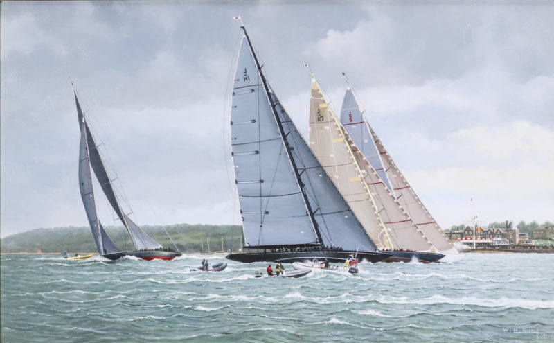 J-class start .. off the Royal Yacht Squadron » Bishop Marine Art